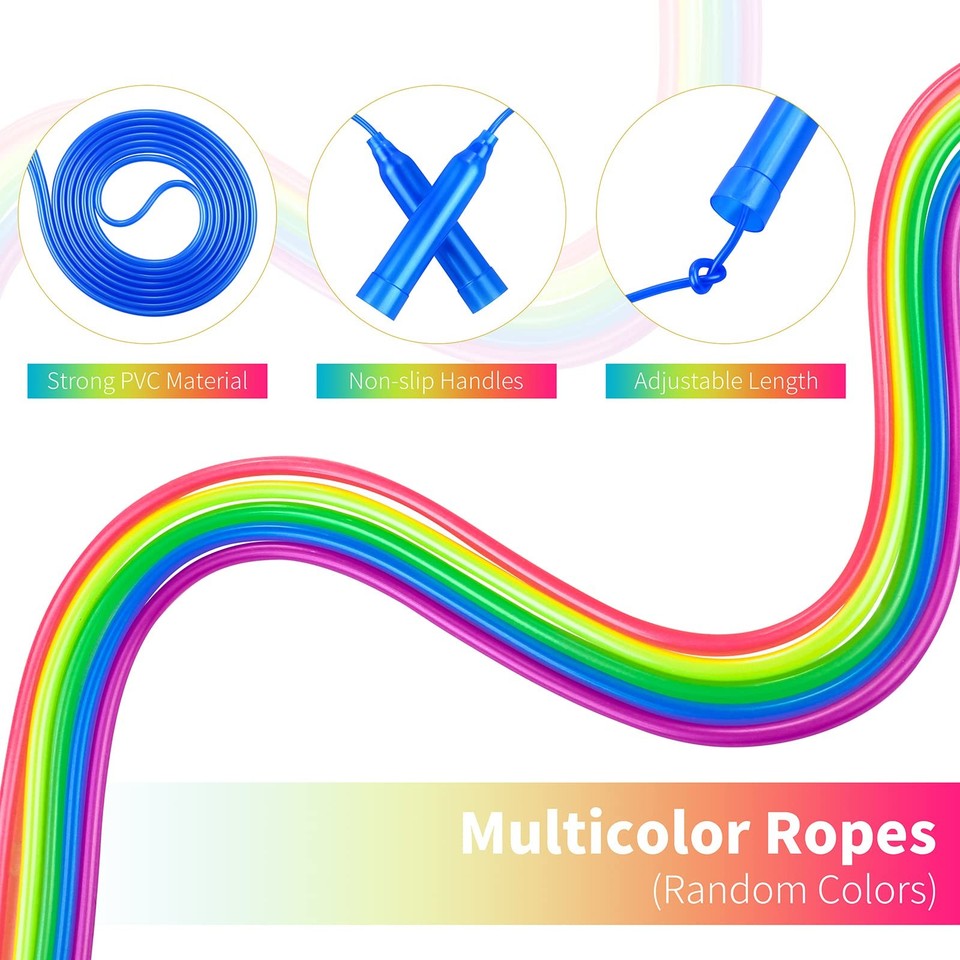 Aneco 48 Pack Kids Jump Rope Set 7.3 Feet Outdoor Ropes Colorful ...