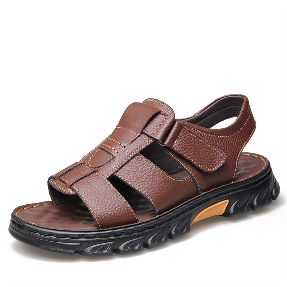 Mens Leather Sandals Open Toe Sport Sandal Men's Summer Fisherman ...