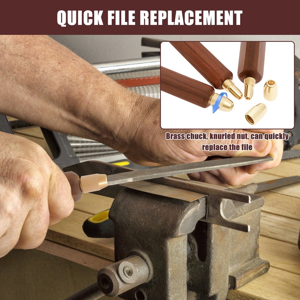 3Pcs Diamond Needle File Handle Wooden File Handle with Brass Collet ...