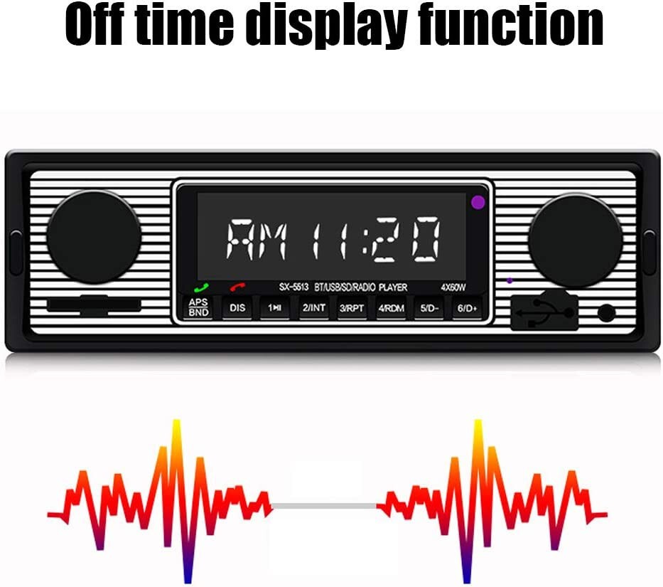 Vintage Car Radio Stereo Modern Bluetooth MP3 Player FM AUX SD Host ...