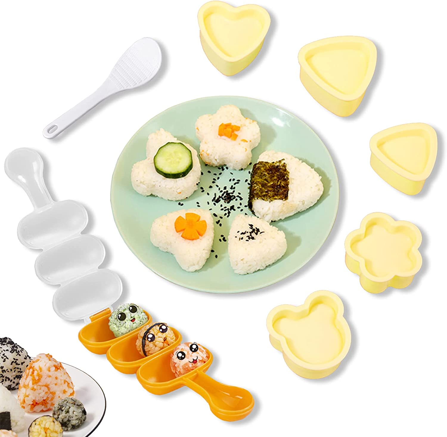 AMTAM 7-Piece Onigiri Mold Musubi Set for Making Various Shapes of ...