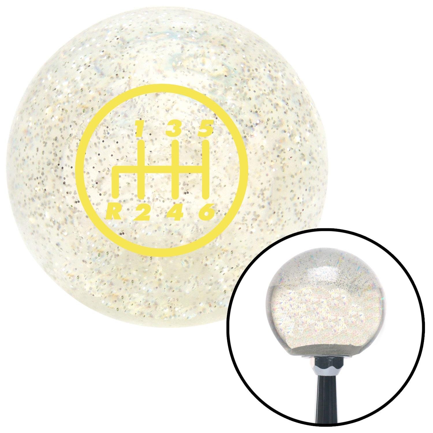 Yellow 6 Speed Shift Pattern - 6RDL Clear Metal Flake Shift Knob M16 x ...