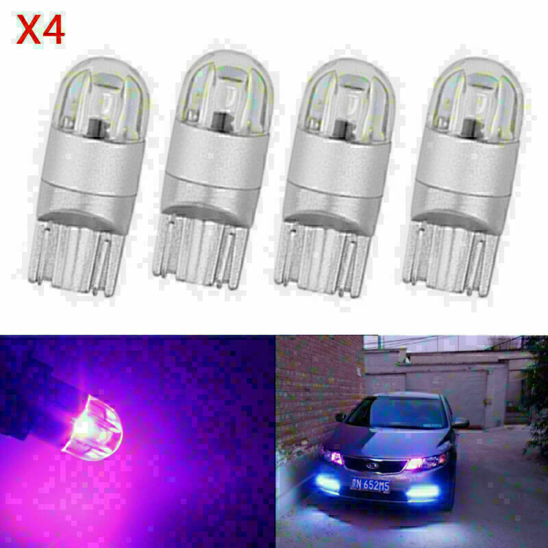 4X Purple T10 LED 2-3030 SMD Bulb W5W 194 168 Wedge Inter Parking Dome ...