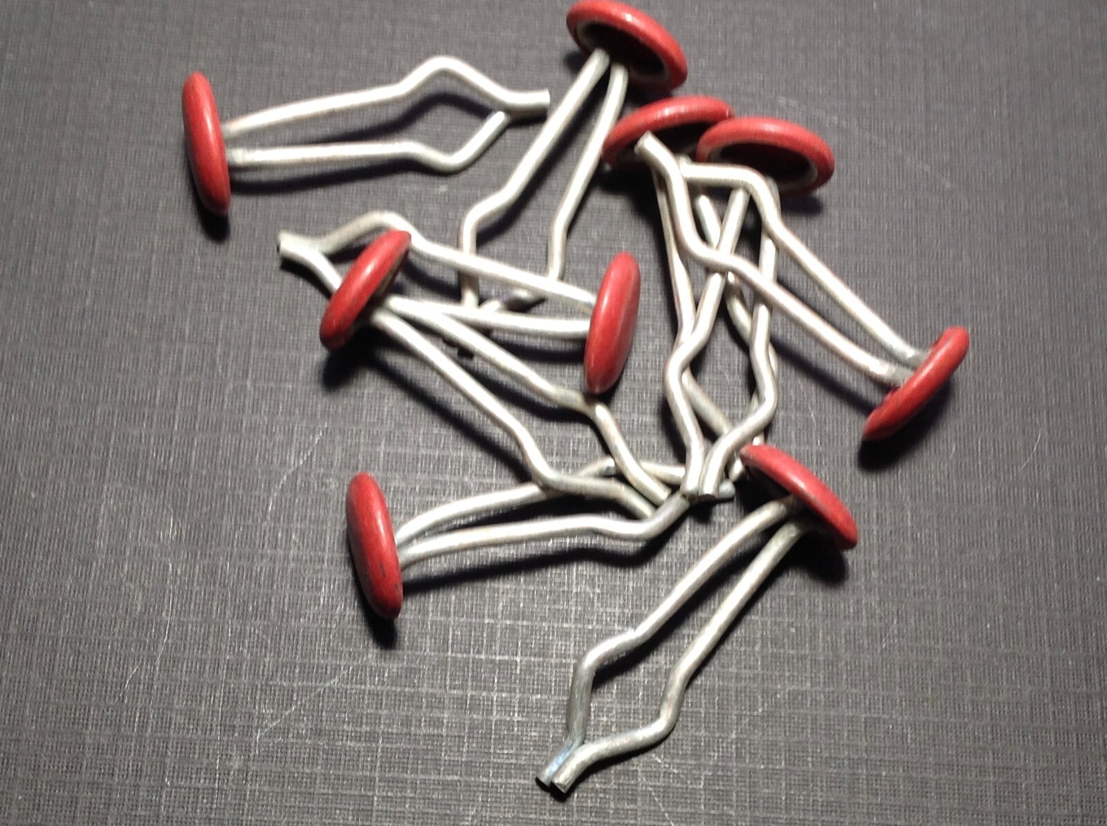 10 pc NORS round headed capped red push in trim clips fasteners for ...