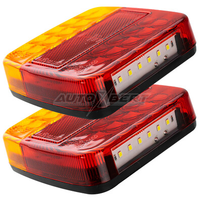 2Pc 12V LED Rear Tail Lights Indicator Stop Light Trailer Caravan Van ...