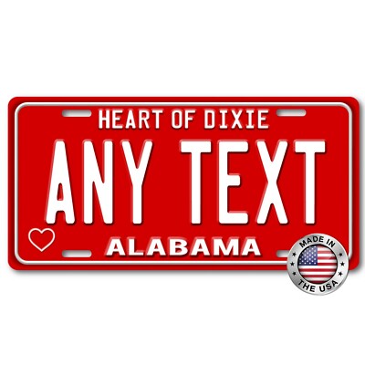RED Alabama ANY TEXT Personalized Custom Text Aluminum Vanity License ...