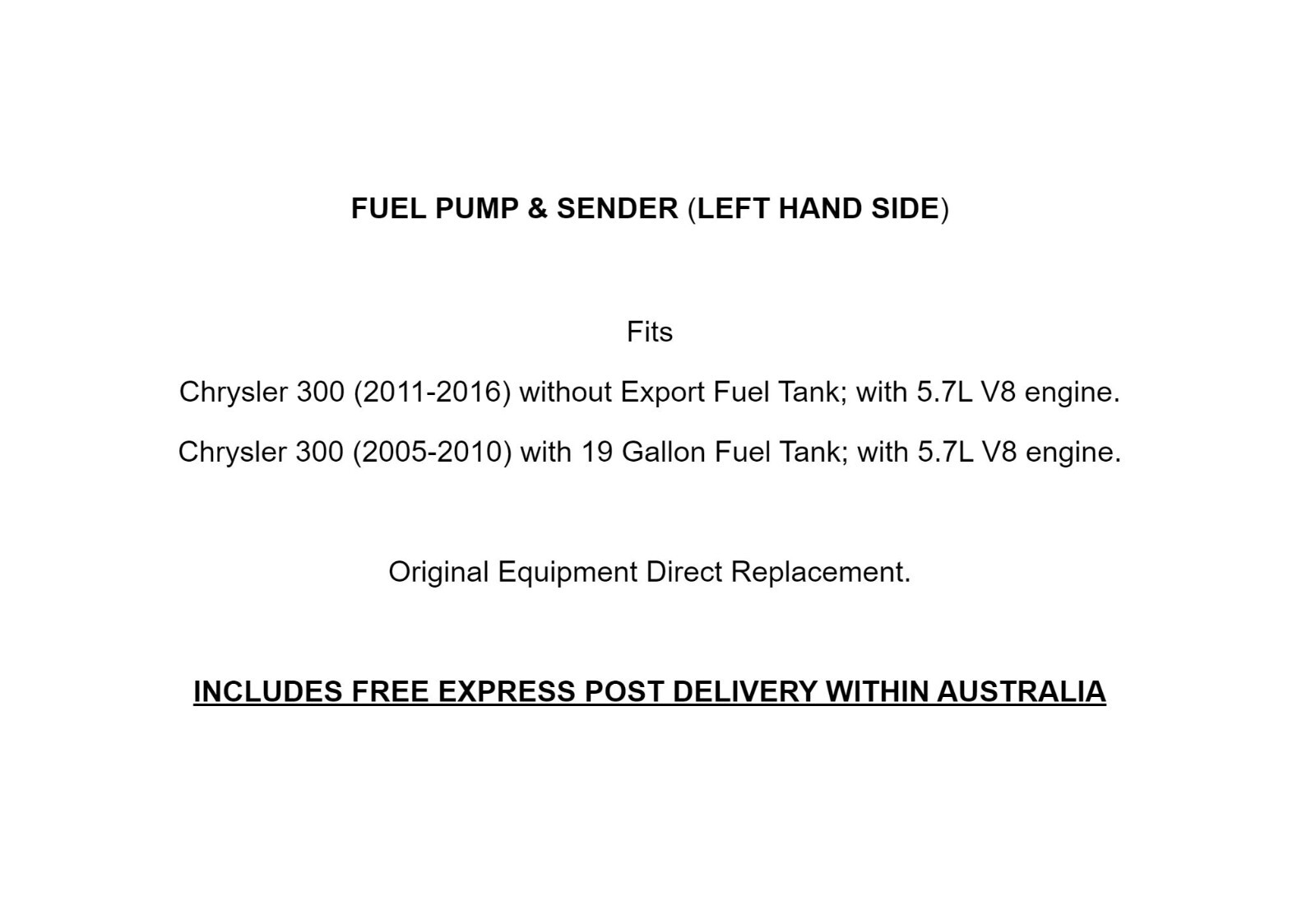 CHRYSLER 300 5.7L V8 FUEL PUMP & SENDER LEFT SIDE FOR 2005~2016 ...