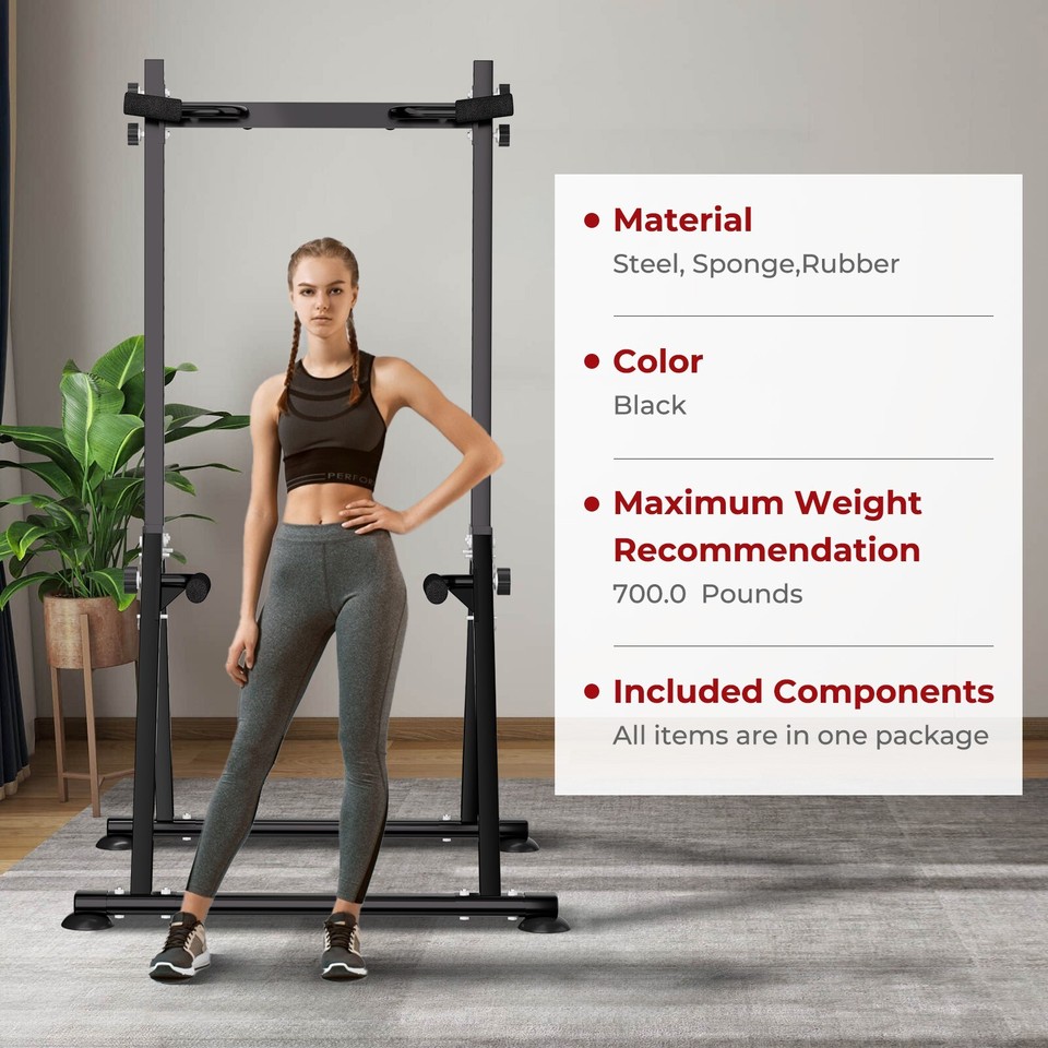 Pull Up Bar Power Tower Dip Station for Home Gym Workout Adjustable ...
