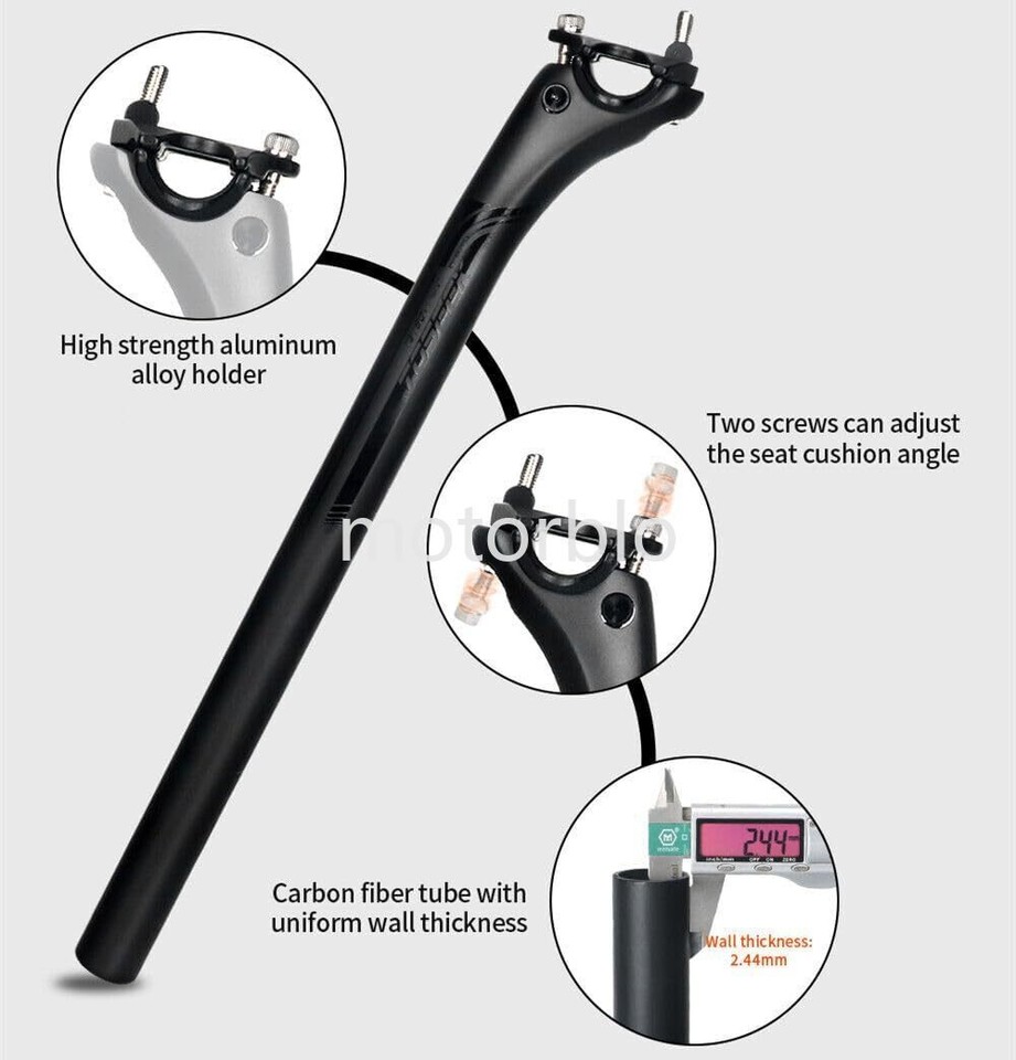 TOSEEK Carbon Fiber Bicycle Seat Post 350/400mm Bike Seatpost Setback ...