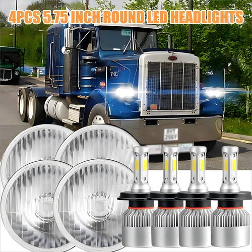 4PCS 5-3/4" 5.75" Upgraded LED Round Headlights HI/LO Beam for ...