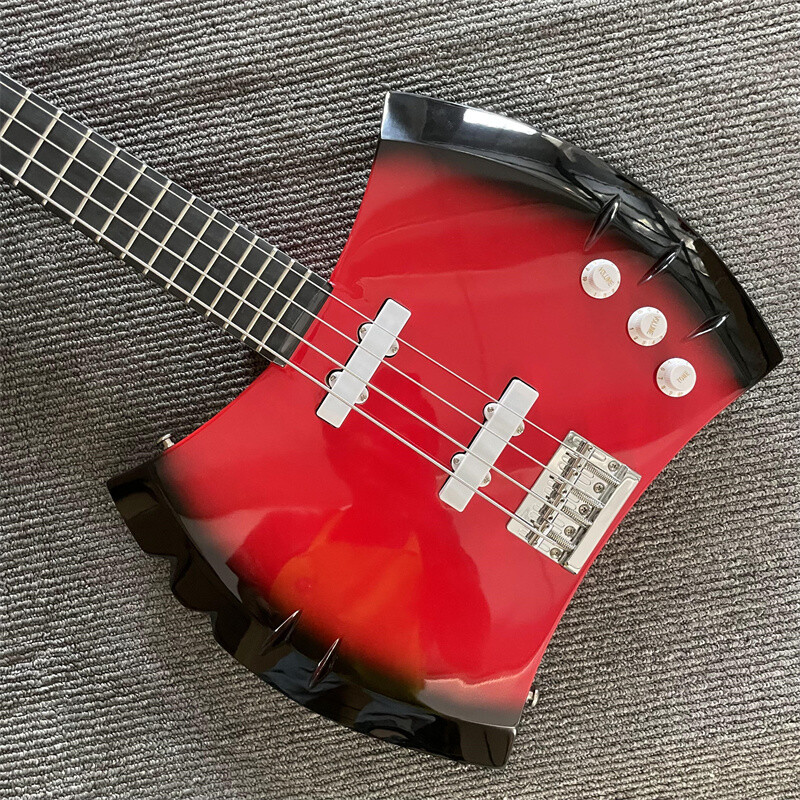 Custom Red Axe 4 Strings Electric Bass Guitar Neck Through Body ...