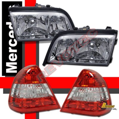 1994-2000 Mercedes Benz W202 C220 C230 C280 Chrome Headlights & Tail ...