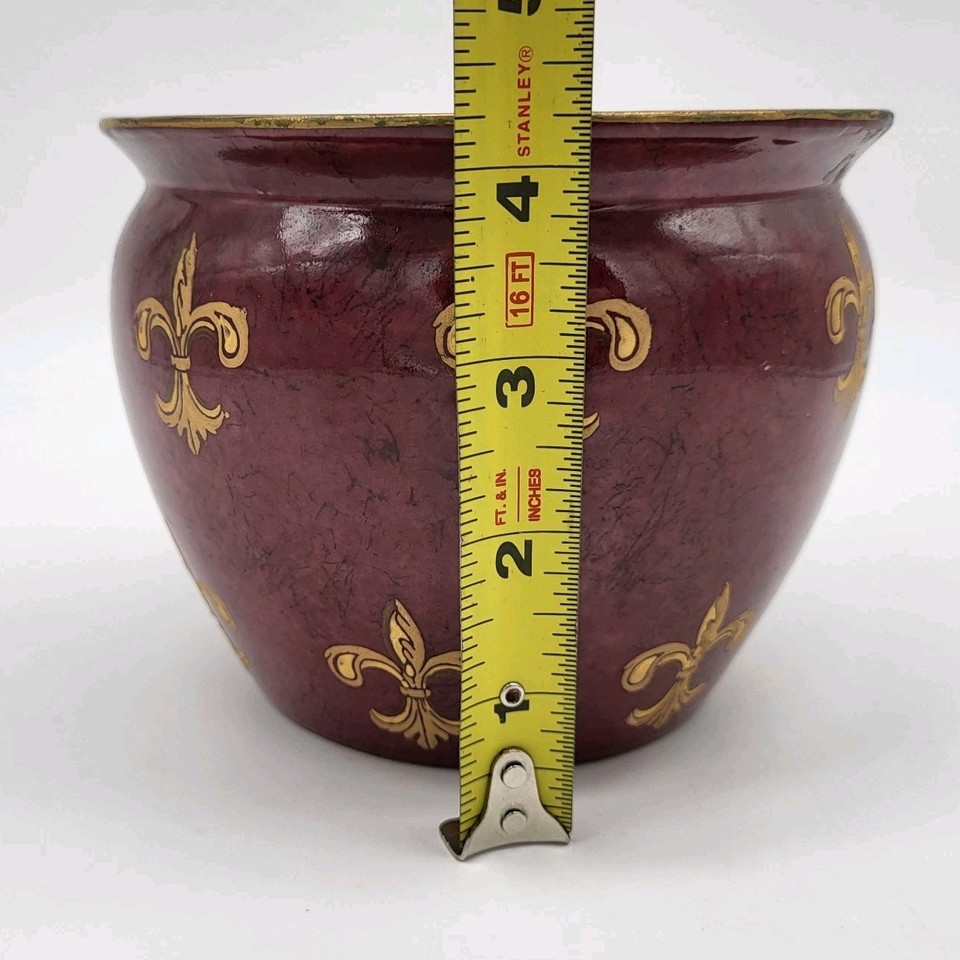Vintage Andrea by Sadek Fleur de Lis Burgundy Maroon Gold Planter ...