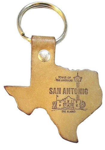 San Antonio Keychain The Alamo Texas Souvenir Leather Pressed Design ...
