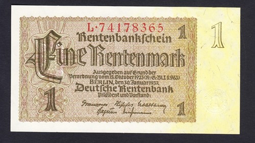 Germany 1 Rentenmark 1937 UNC P. 173, Banknotes, Uncirculated | eBay