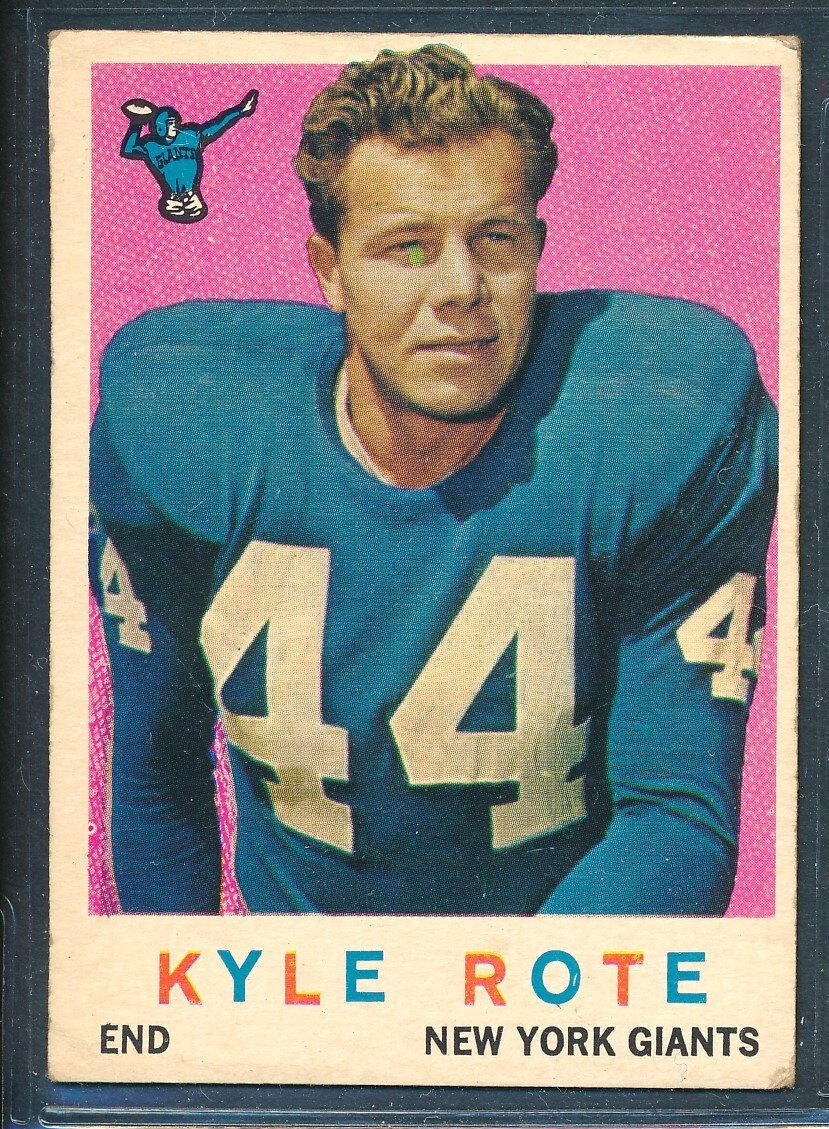 1959 Topps Football #7: KYLE ROTE New York Giants ~ VG to VG-EX | eBay