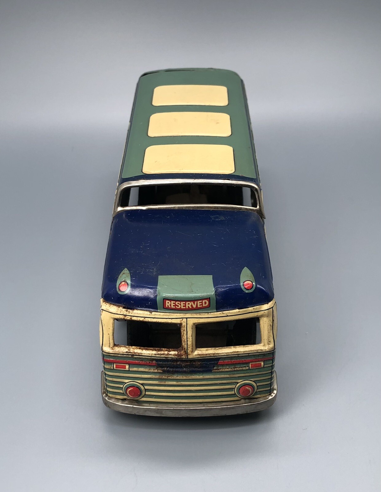 Vtg 1950s Tin Toy Friction Bus / 9" Greyhound Lines Scenicruiser ...