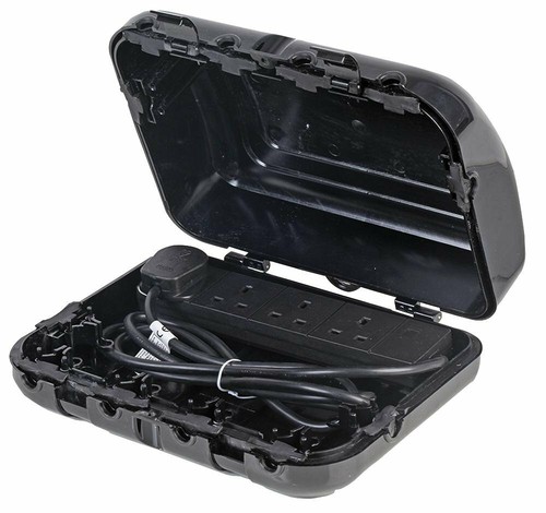 Waterproof Outdoor Enclosure Box 4 Way / Gang 2m UK Plug Mains ...
