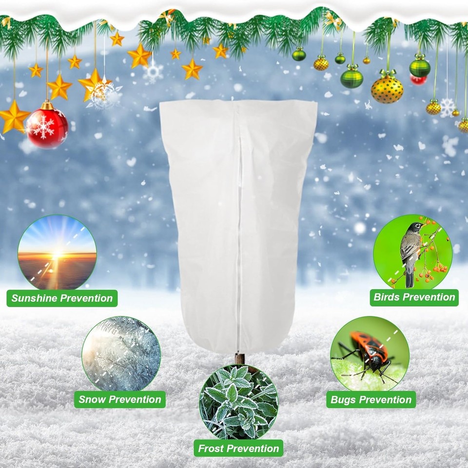 Outdoor Winter Plant Covers With Drawstring- Frost Protection for ...