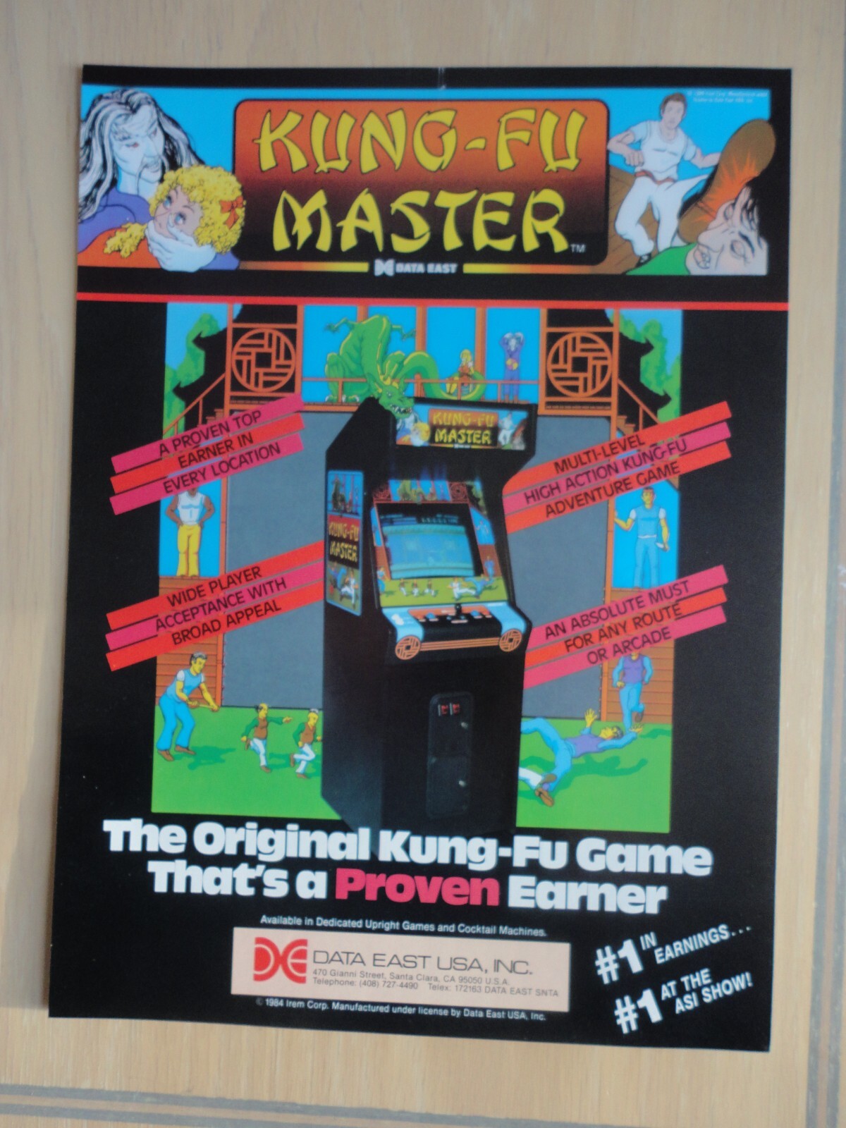 Kung Fu Master Video Arcade Machine Flyer Original Magazine Pull Out Ad ...