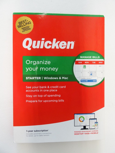 Quicken Starter Personal Finance Software, 1-Year Subscription, For PC ...
