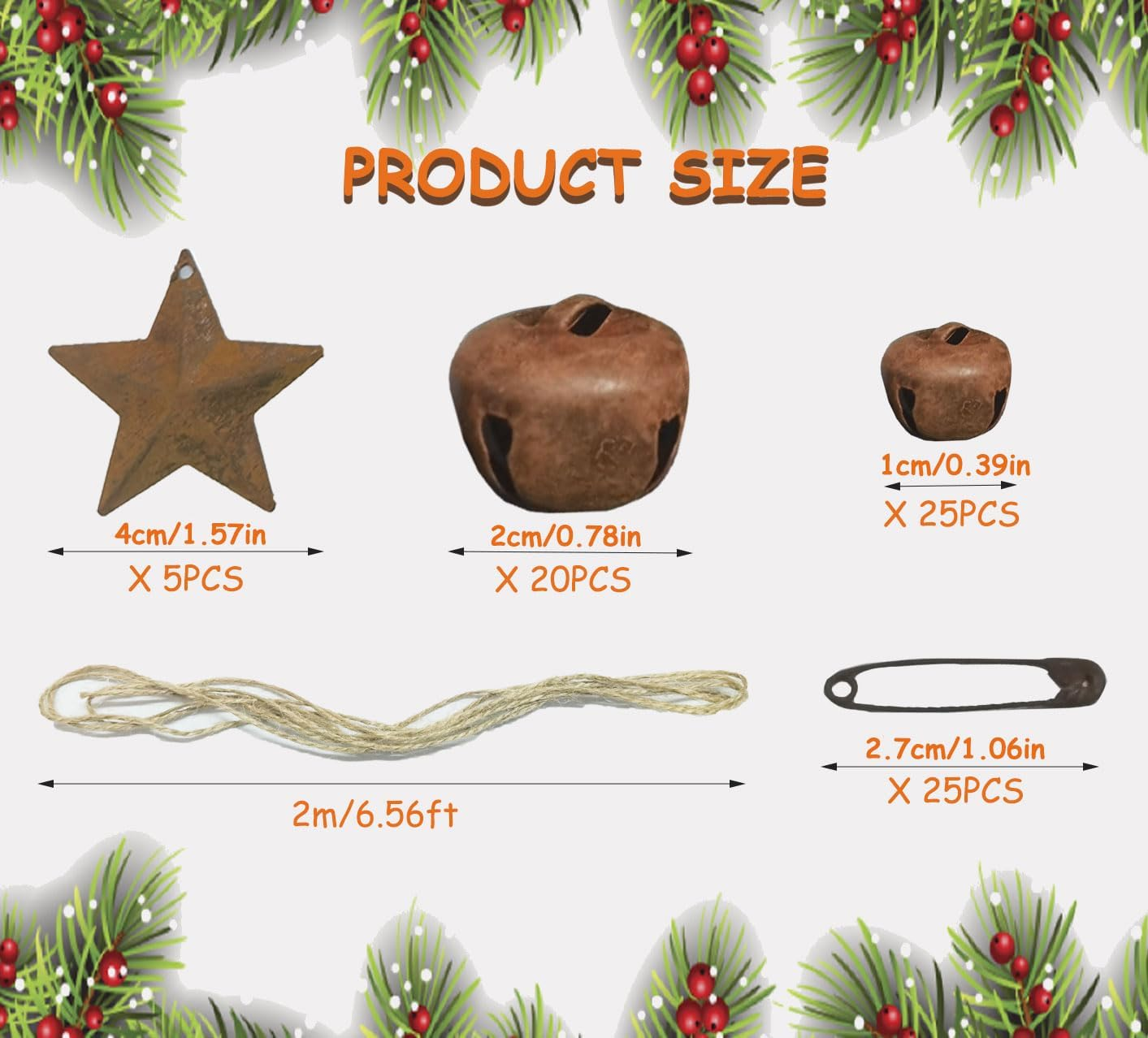 75Pcs Rusty Jingle Bells Kit Includes Retro Rusty Bells Rustic Metal ...