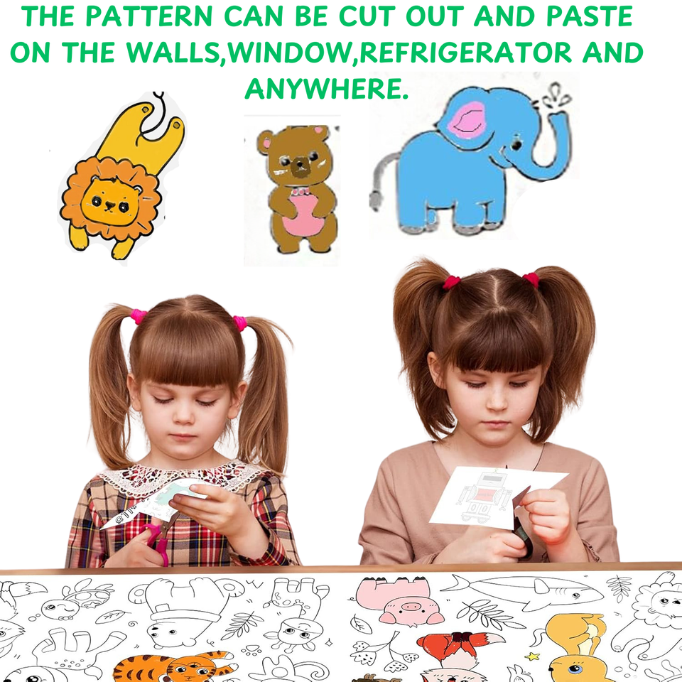 Coloring Paper Roll for Kids 118x11.8 Sticky Drawing Paper Roll Out for ...