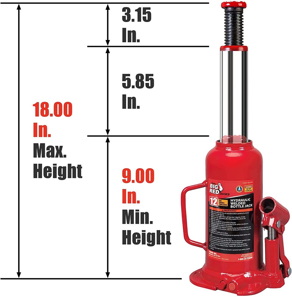 Big Red 12 Ton Torin Po rtable Bottle Jack Heavy Duty Car L ift Re pair ...