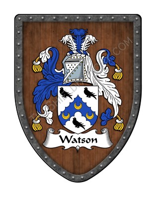 Watson Family Crest Custom Coat of Arms, Hanging Wall Shield SH503PDGHG ...