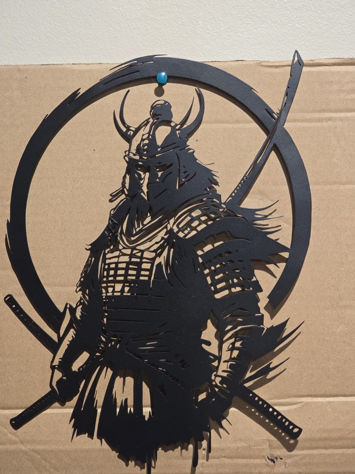 Samurai Metal Wall Art | Japanese Warrior Sword Décor | Rustic Steel ...