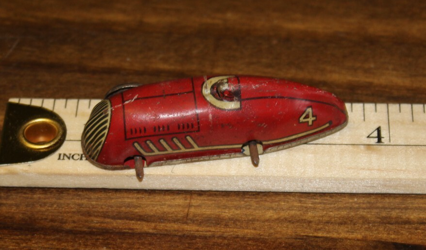 Vintage Litho Red Tin Race Car Missing Wheels | eBay