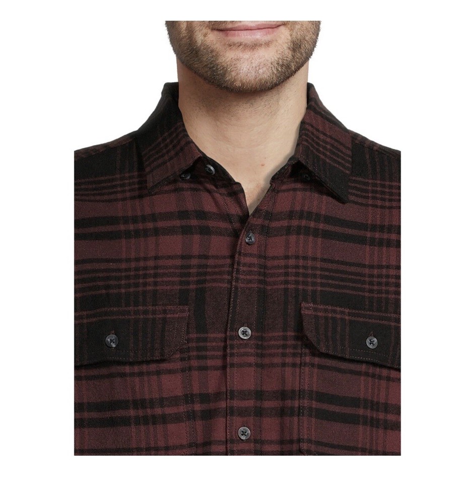 GEORGE Mens Super Soft Flannel Shirt Size XL 46-48 Plaid Black & Rust ...