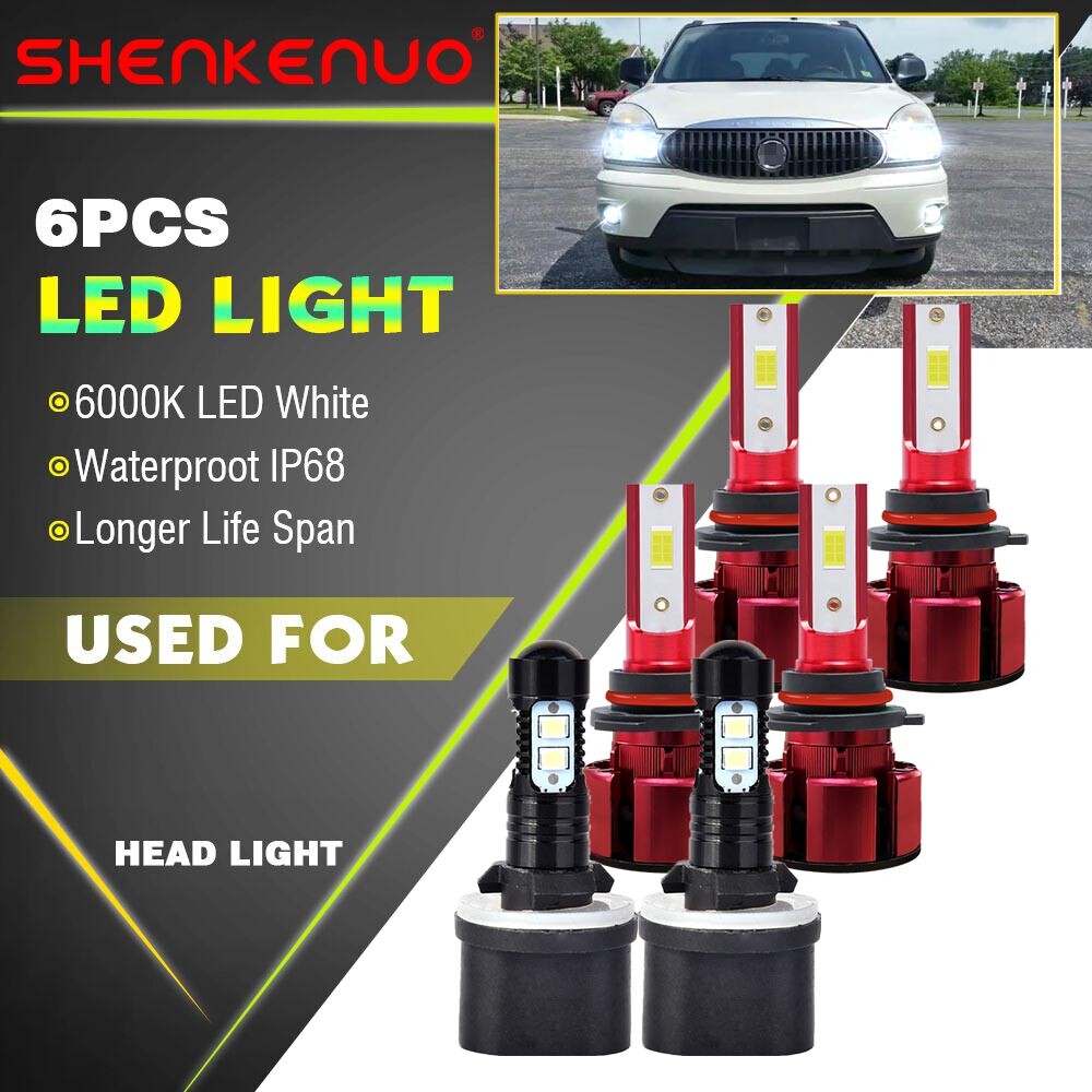 For Buick Rendezvous 02-2007 6000K LED Headlight Hi/Lo beam + Fog Light ...