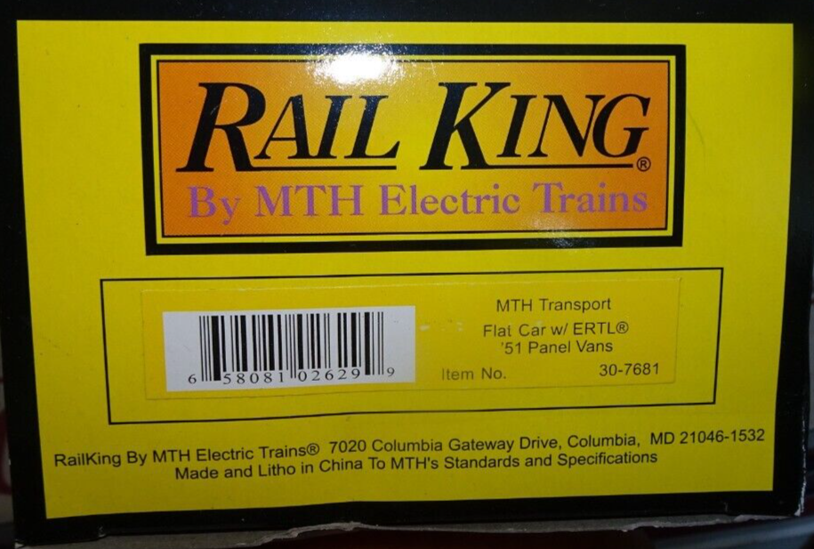 MTH 30-7681 MTH Transport Flatcar with Ertl '51 Panel Vans EX/Box. H-3 ...