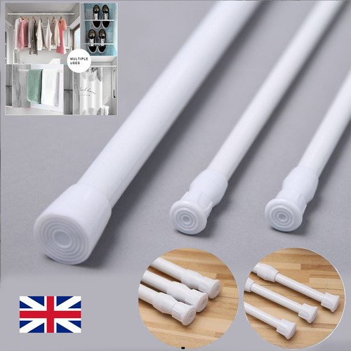 Telescopic Net Voile Tension Curtain Rail Pole Rod Rods Spring Loaded ...