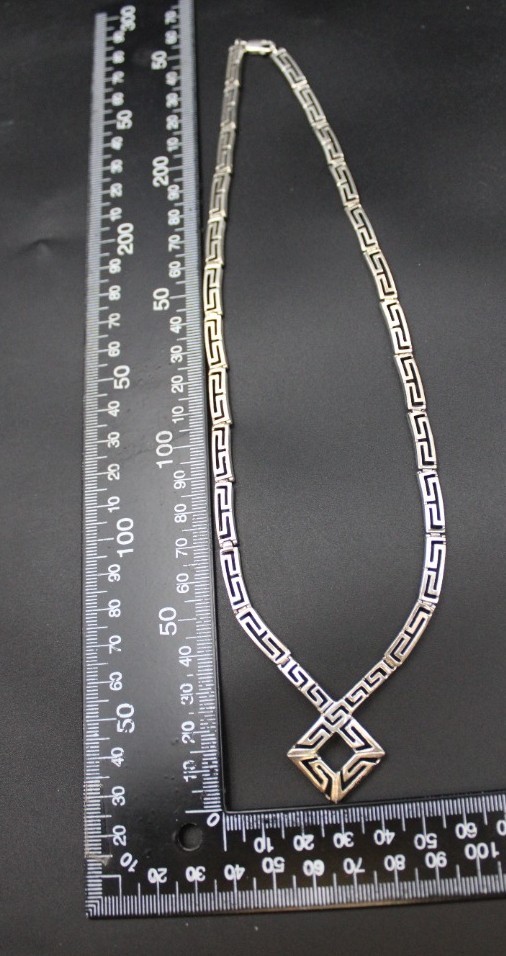 .925 STERLING SILVER 18" Greek Key / Meander Link Chain Necklace, 22 ...