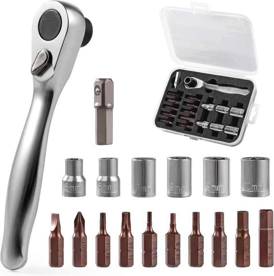 COTOUXKER Mini Ratchet Set, Right Angle Screwdriver set with 1/4 Mini ...