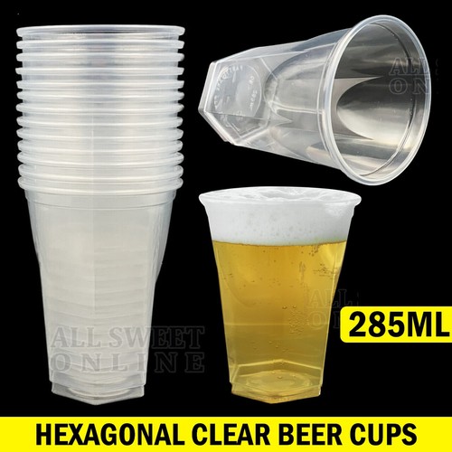 Hexagonal Plastic Cup 285ml Clear Beer Tumbler Drinking Water Cups ...