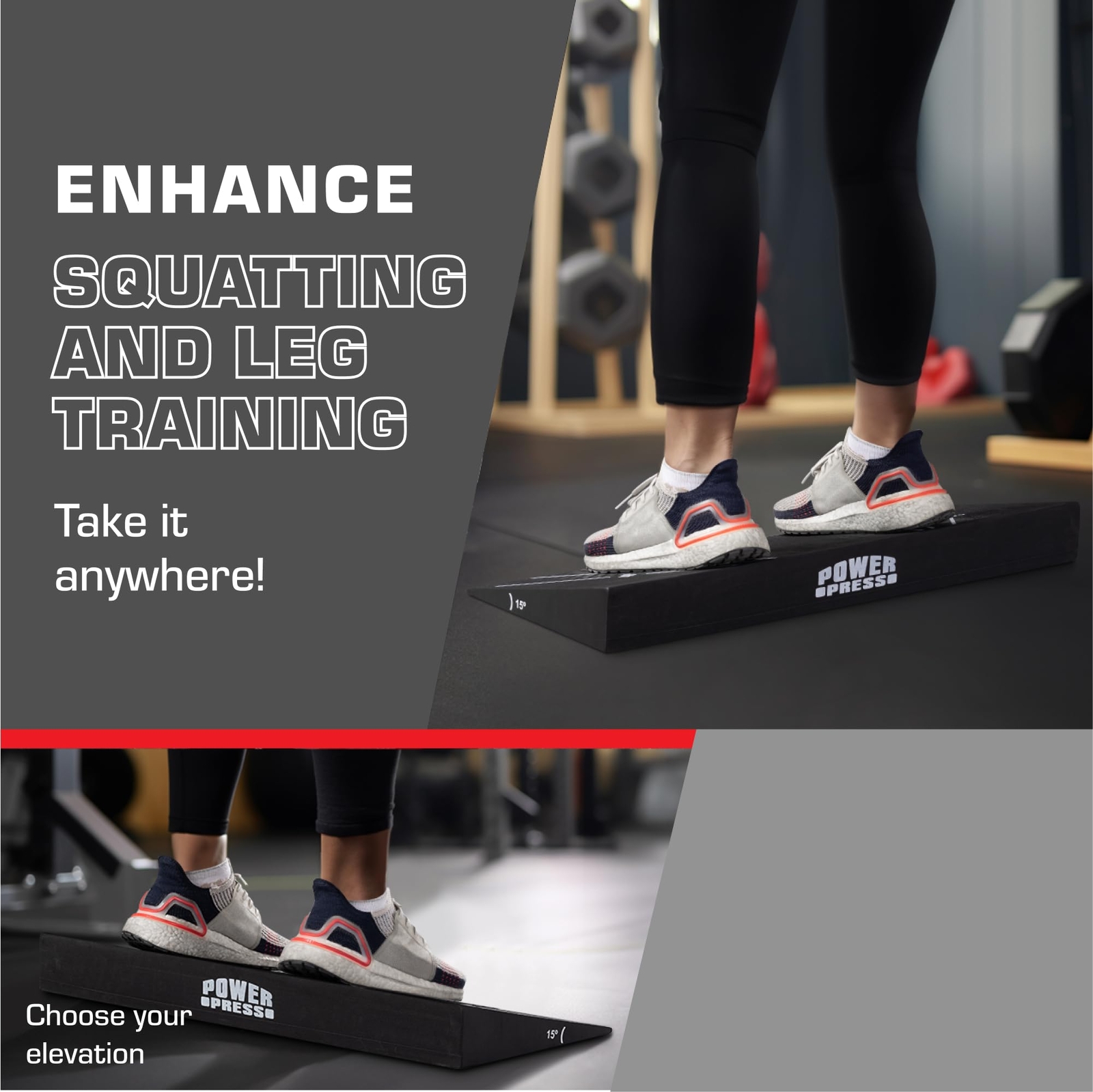 Power Press Squat Wedge Block - Squat Weight Lifting Wedges for Home ...