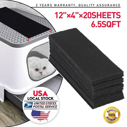 20Sheets 12"x4" Activated Carbon Filters Cat Litter Boxes Charcoal ...