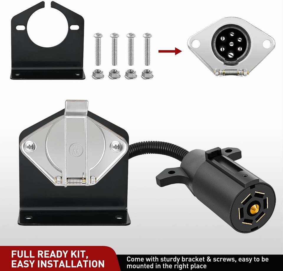 Nilight 7-Way RV Blade to 7 Way Round Pin Trailer Adapter Connector | eBay