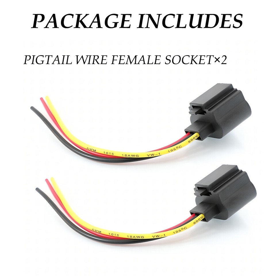 2pcs Pigtail Wire H13 9008 Female Two Harness Headlight Bulb ...