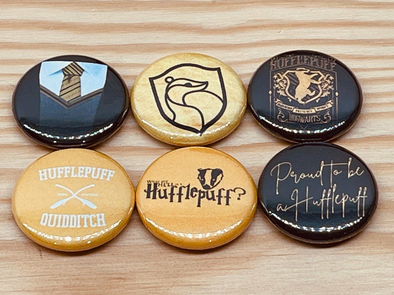 HUFFLEPUFF HARRY POTTER HOUSE - SET OF 6PC 1" INCH PIN BUTTONS [BM236 ...
