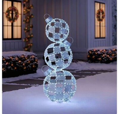 5' Pre-Lit Silver 3-Ball Stack Holiday Décor – Member's Mark | eBay