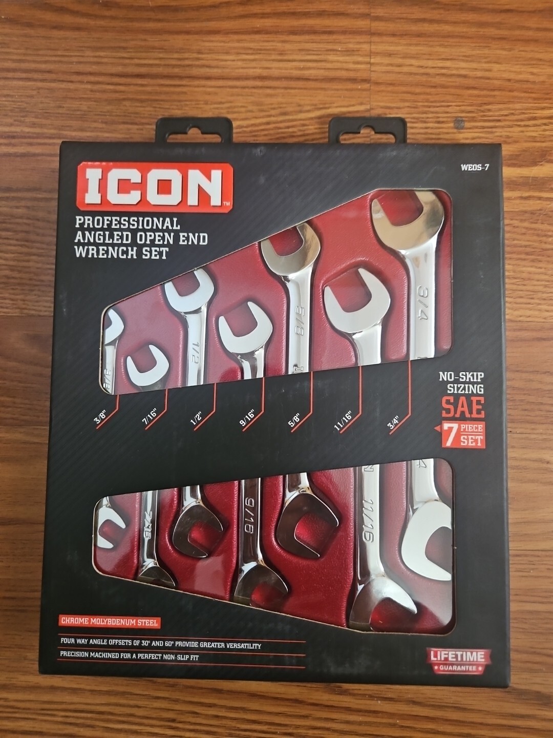 ICON 59214 SAE Professional Angled Open End Wrench Set 7 Piece WEOS-7 ...