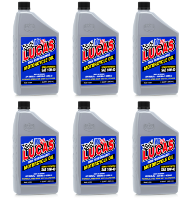 Lucas 10710 10W40 Semi-Synthetic Motorcycle Oil; Case of 6 - 1 Quart ...