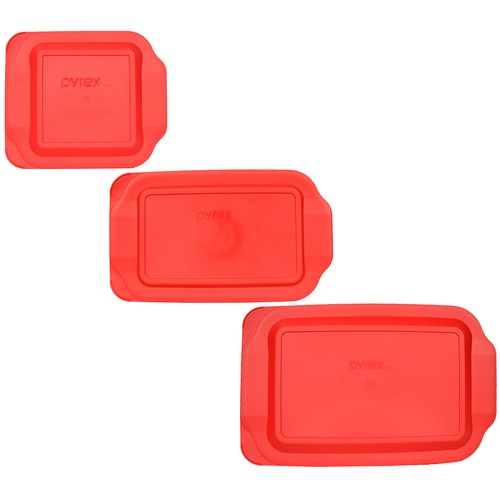 Pyrex (1) 222-PC 2qt & (1) 232-PC 2qt & (1) 233-PC Red Replacement Lid ...