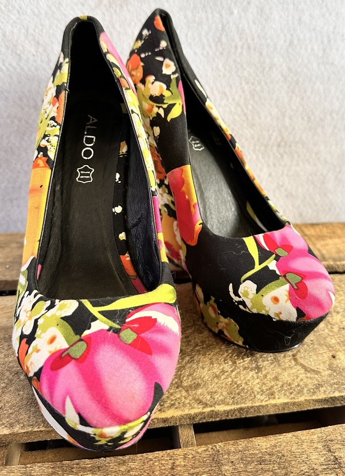 Aldo Colorful Platform Wedge Heels Women’s Sz 7.5 Floral Summer | eBay