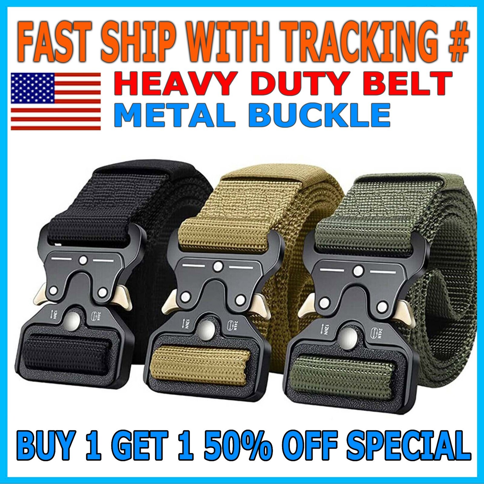 MEN Casual Military Tactical Belt Army Metal Adjustable Quick Release ...
