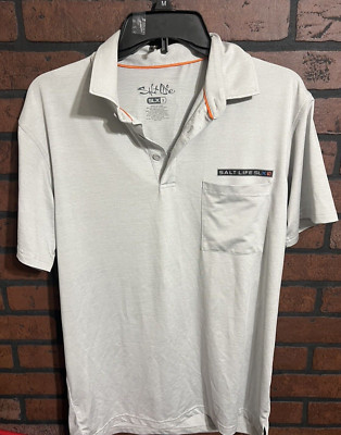 Salt Life SLX Men’s Short Sleeve Dri Fit Gray Polo Size S | eBay